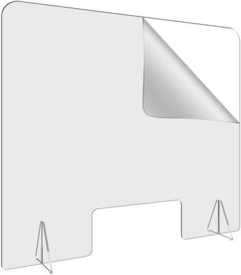 36"W-32"H Sneeze Guard Shield w/cutout, Large Plexiglass Barrier for ...