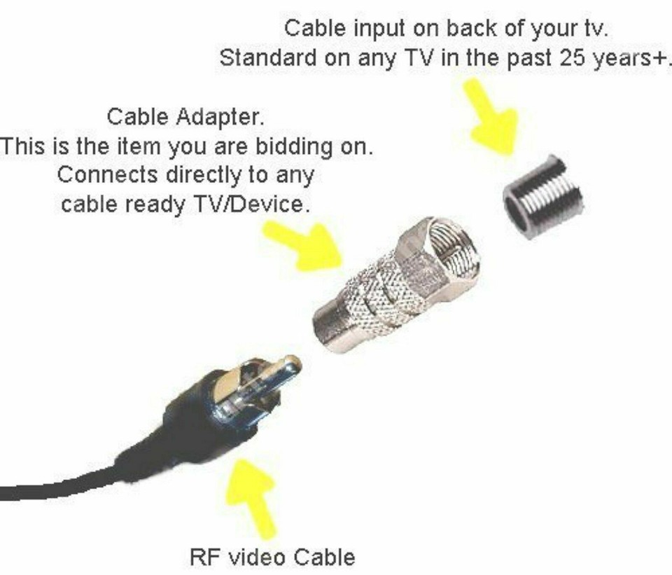 NEW Game RF Video TV Cable Adapter RCA to COAX hdtv FOR 2600/7800 Sega ...