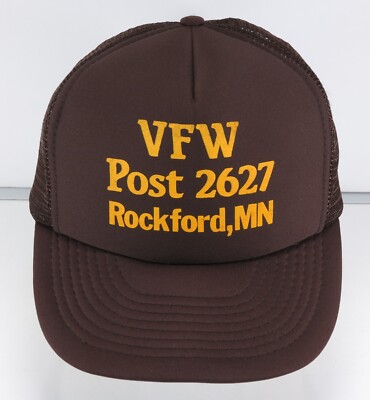 VFW Post 2627 Rockford Minnesota Hat VTG brown snapback trucker cap ...