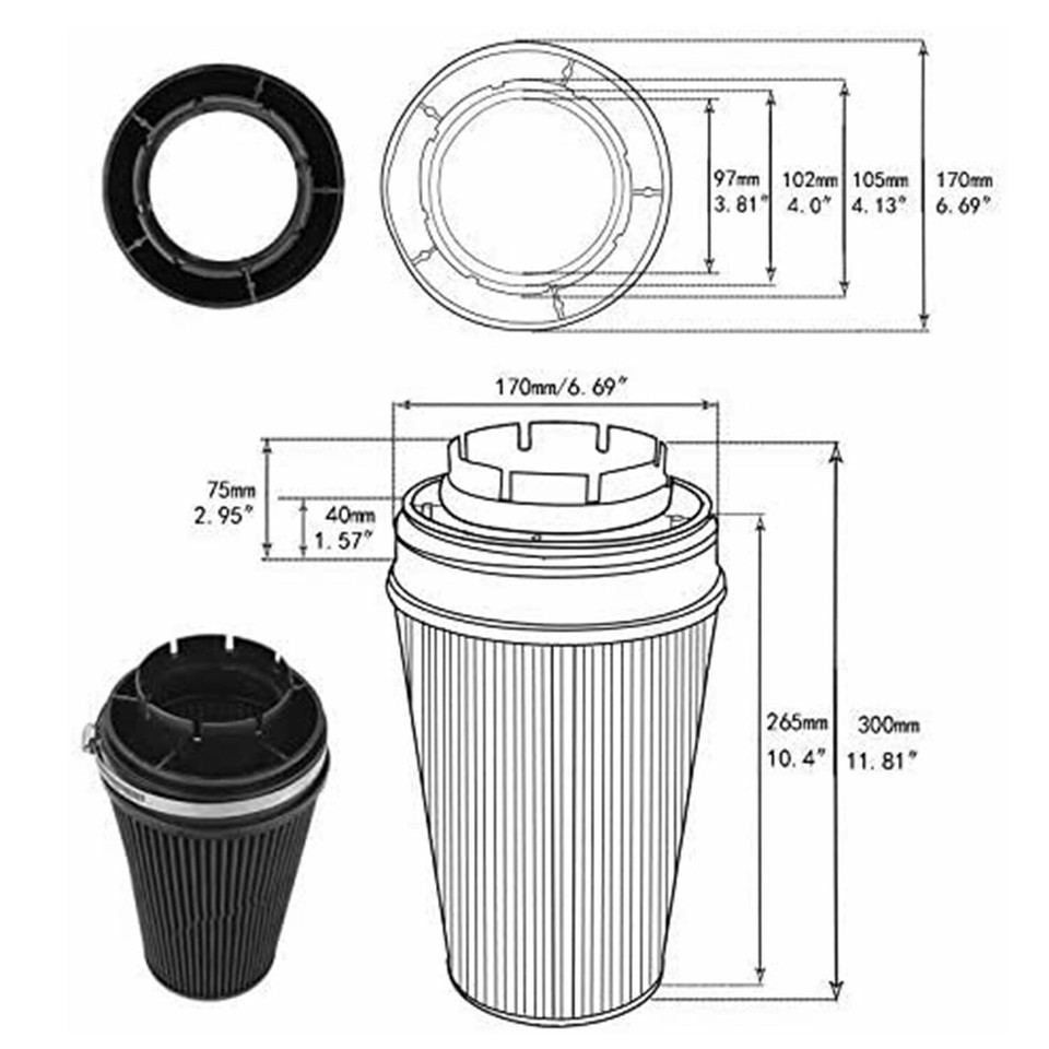 4" BLACK Truck Long Performance High Flow Cold Air Intake Cone Dry ...