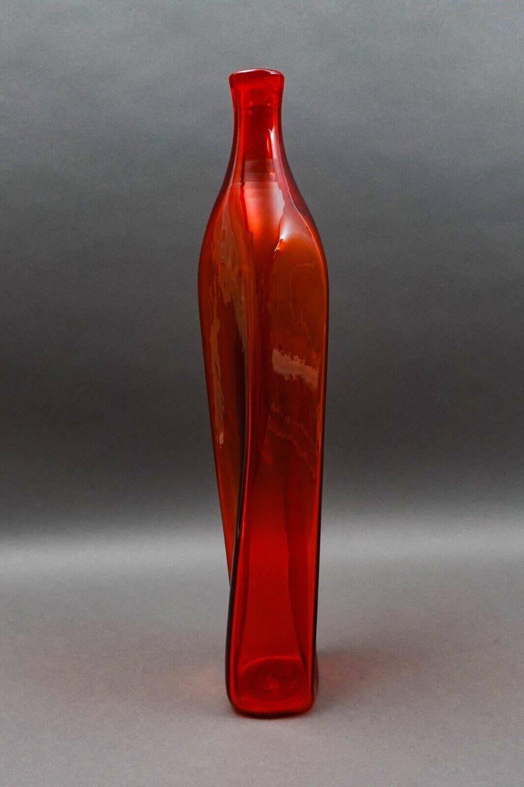 Blenko Wayne Husted Hand Blown Tangerine Twist Glass Decanter #5825 (No ...
