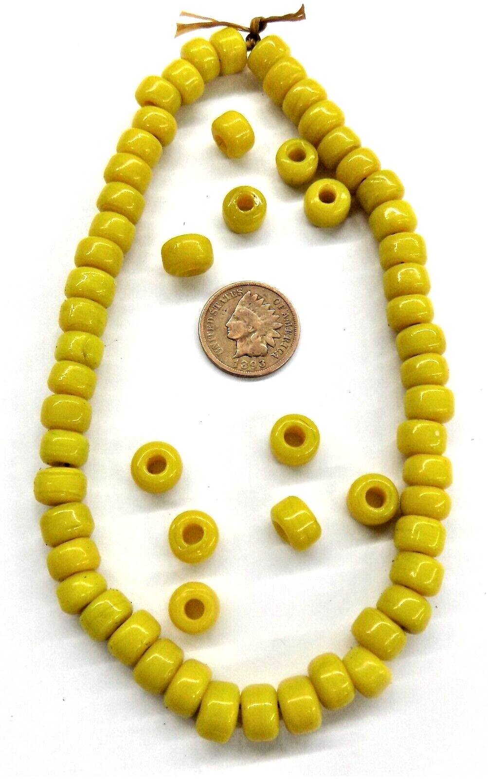 50 Greasy Yellow Crow Trade Beads African unknown Rare READ #1872 Bin R ...