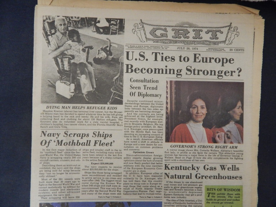 GRIT AMERICA'S GREATEST FAMILY NEWSPAPER NOSTALGIA JULY 28, 1974 | eBay
