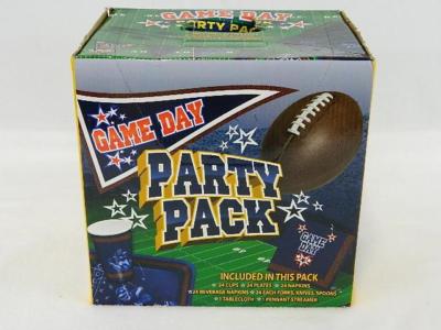 Game Day Party Pack 24 Plates Napkins Cups Spoons Forks Knives Pennant ...