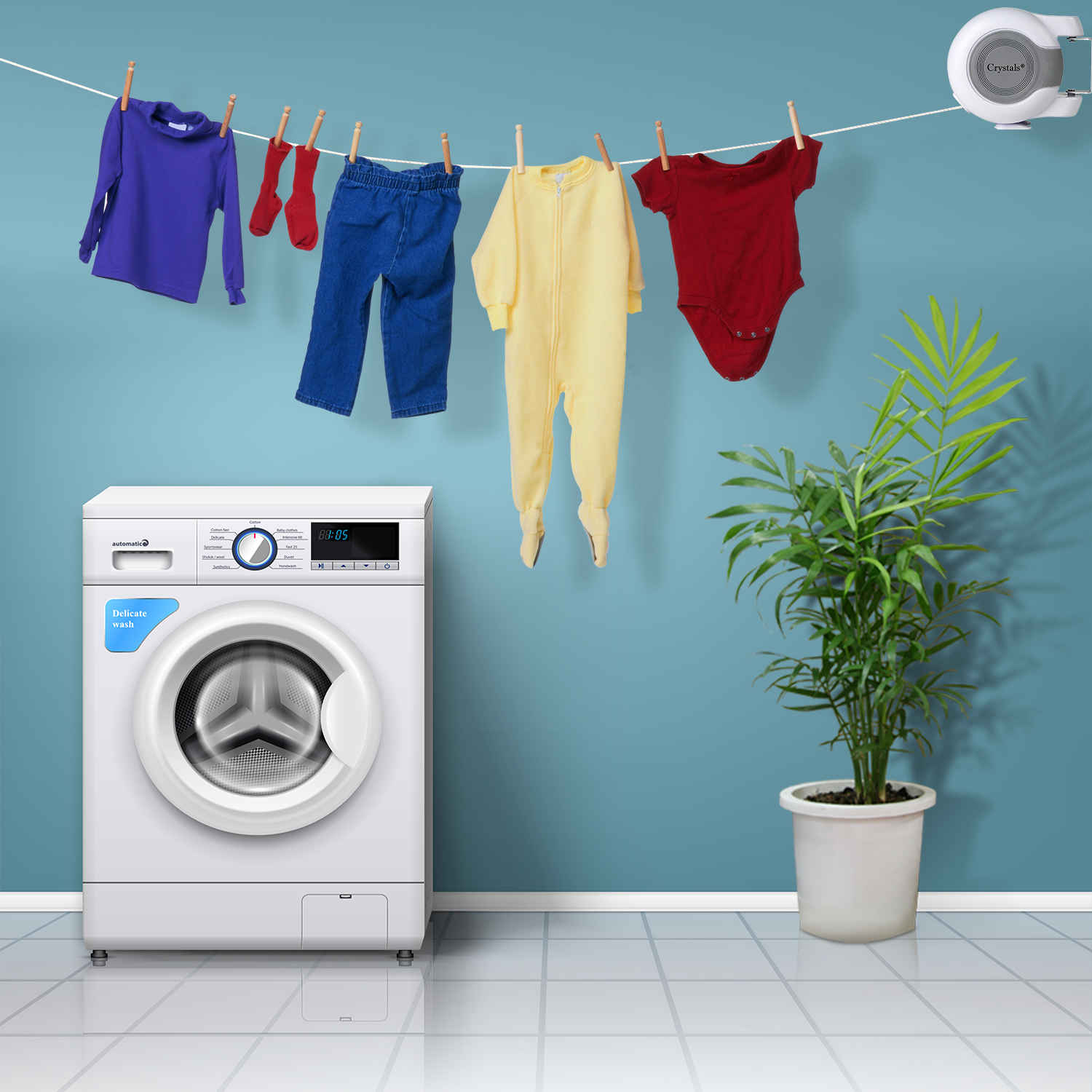 30m Retractable Clothes Reel Double Washing Line Wall Mounted Outdoor ...