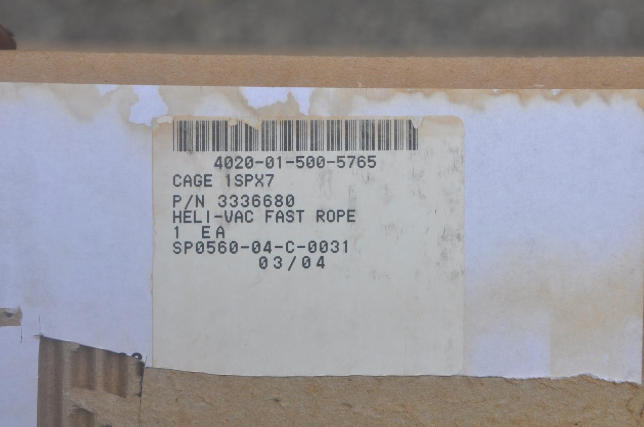 HELI-VAC FAST ROPE 3336680 60 FT NSN: 4020-01-500-5765 NEW EYE SPLICE ...