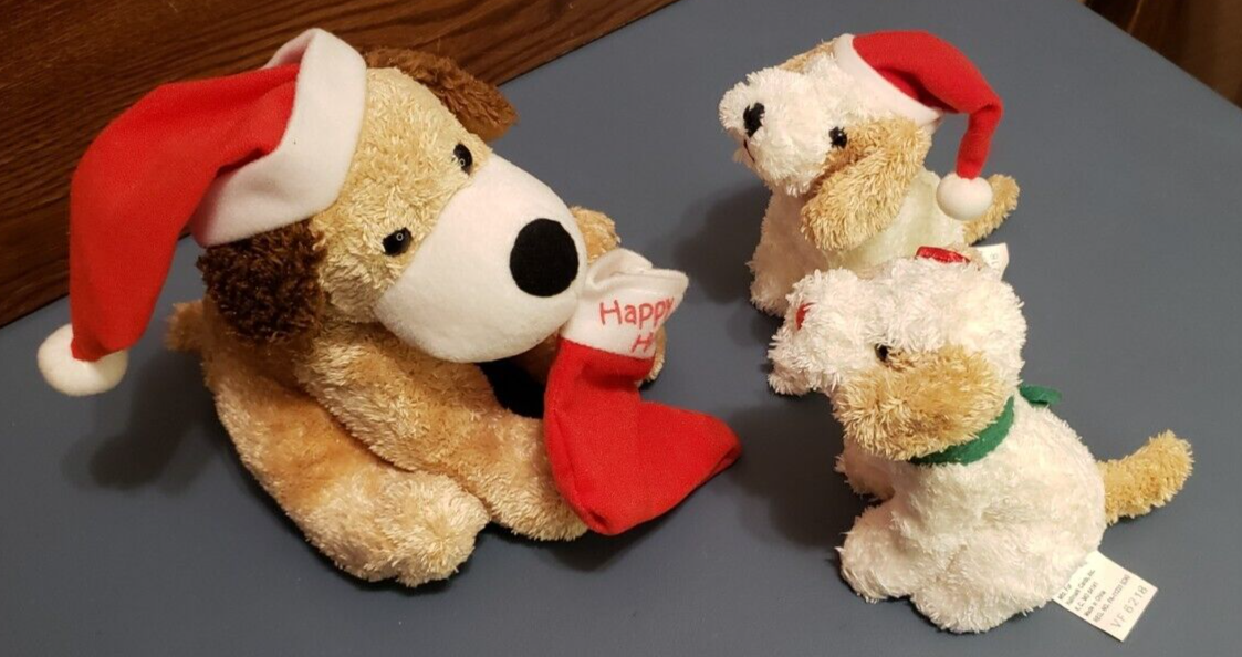 Vintage Hallmark Plush Family: Mom w Holiday Stocking and Boy & Girl ...