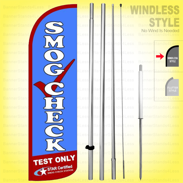 SMOG CHECK TEST ONLY STAR - Windless Swooper Flag Kit 15' Feather Sign ...