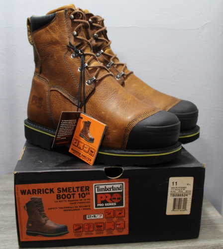 NEW Timberland Pro Warrick Smelter Boot 10" 99524 Brown Leather Safety ...