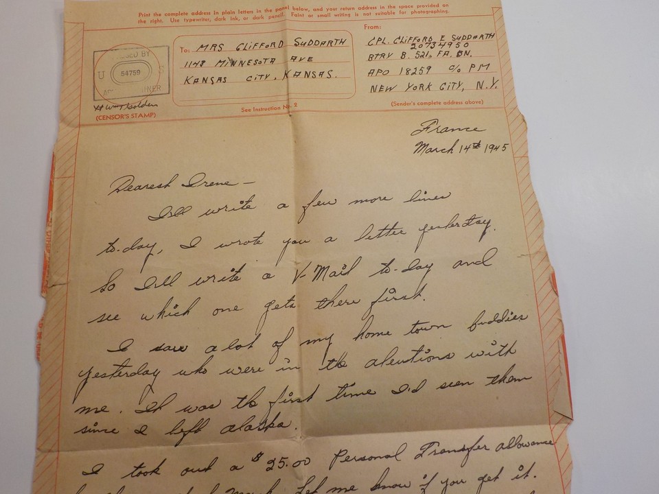 WW2 V-Mail Letter Aleutians Buddies Alaska Soldier World War Two ...