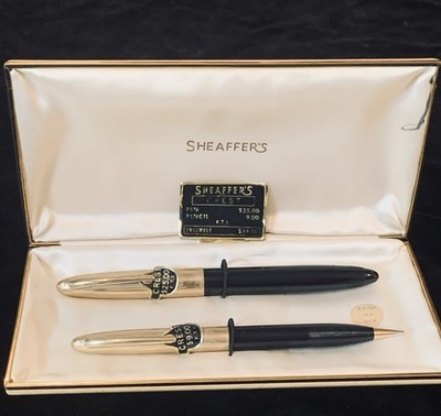 NOS With Tags SHEAFFER CREST Pen AND PENCIL SET WHITE DOTS 14K NIB | eBay