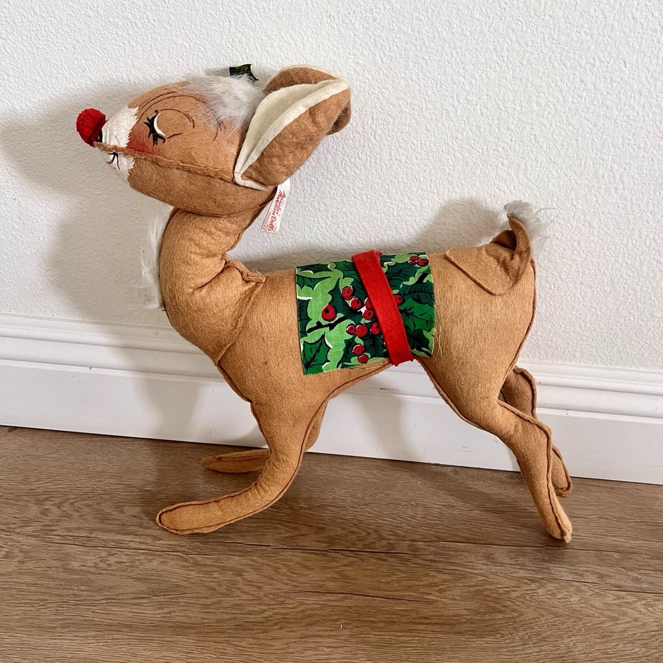 Set Of 2 Tall Annalee Santa Riding Reindeer 1963 & 1965 Figurines ...