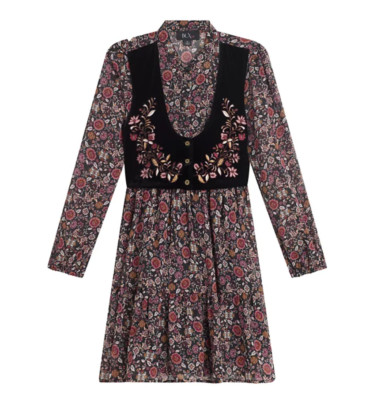 Beautees Big Girls Chiffon Dress Embroidered Velvet Faux Vest Black ...