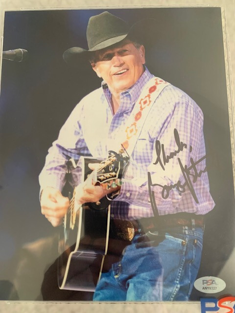 GEORGE STRAIT HAND SIGNED 8x10 COLOR PHOTO GREAT POSE ON STAGE PSA ...