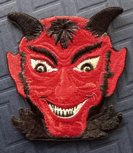 Evil Grin DEVIL Embroidered PATCH Vintage Style Halloween Mask iron on ...