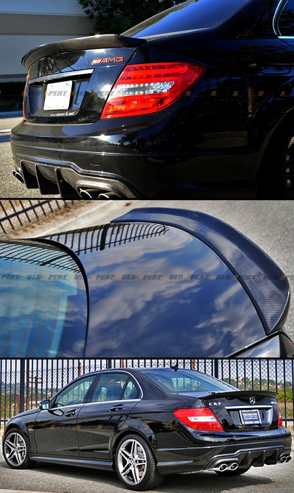 FOR MERCEDES BENZ W204 C250 C300 C63 CARBON FIBER V STYLE DUCKBILL ...