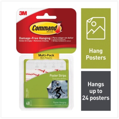 3m Command 48pc Poster Strips -Multi-Pack Poster Hanging- Item# 17024 ...