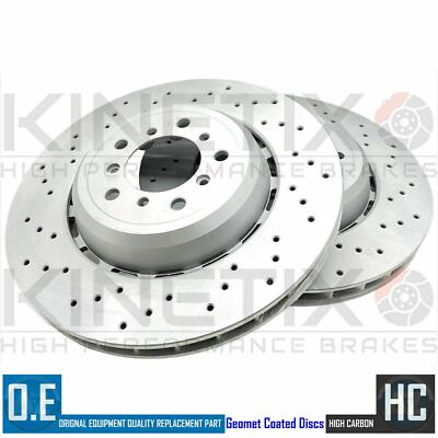 FOR BMW M3 E92 FRONT LEFT RIGHT DRILLED BRAKE DISCS SET 34112283801/ ...