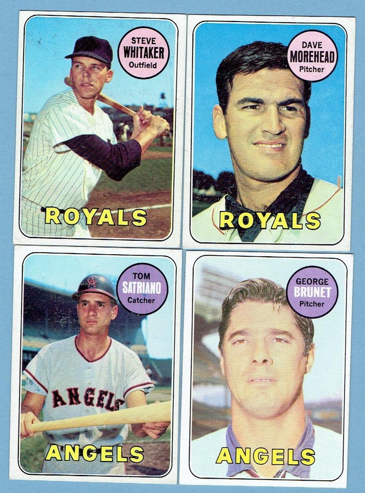 1969 TOPPS VINTAGE LOT OF 10 NM & EX/MT CLEAN BACK NO CREASES POWELL ...