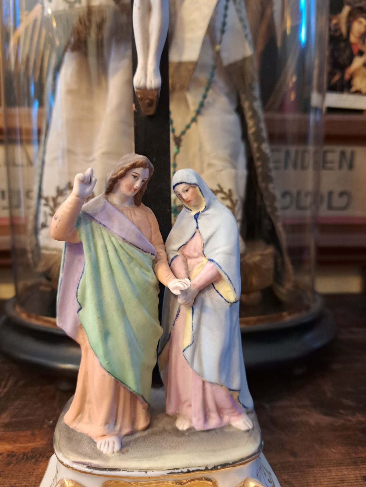 Antique Standing Porcelain Bisque Mary Magdalena Jesus Calvary Holy ...