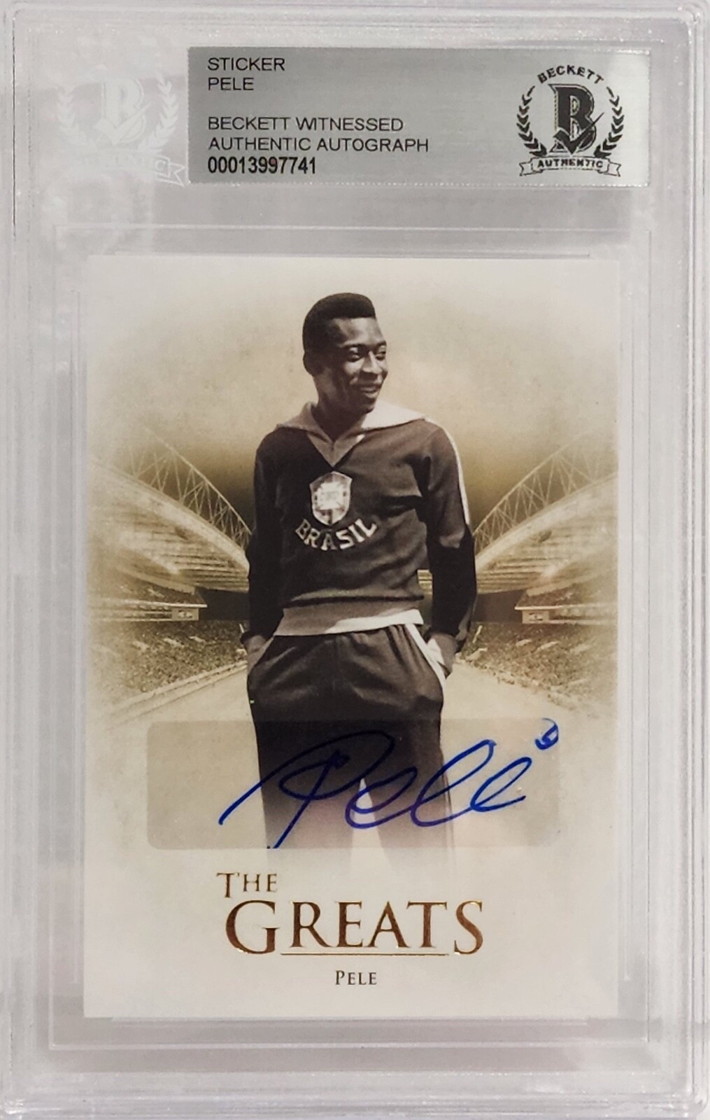 2018 Futera Pele Signed Card Sticker Brazil #112 BAS Beckett | eBay