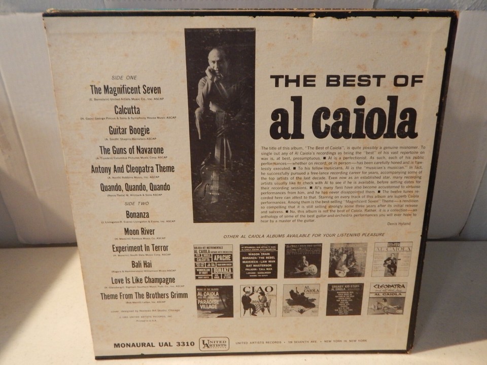AL CAIOLA The Best of Al Caiola United Artists 1963 Mono American Guitarist LP | eBay