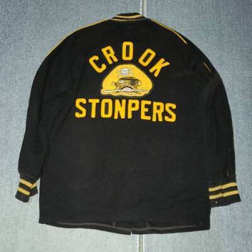 Sports Jacket 50s Vtg Long Stadium Jacket Black CROOK STONPERS Men's ...