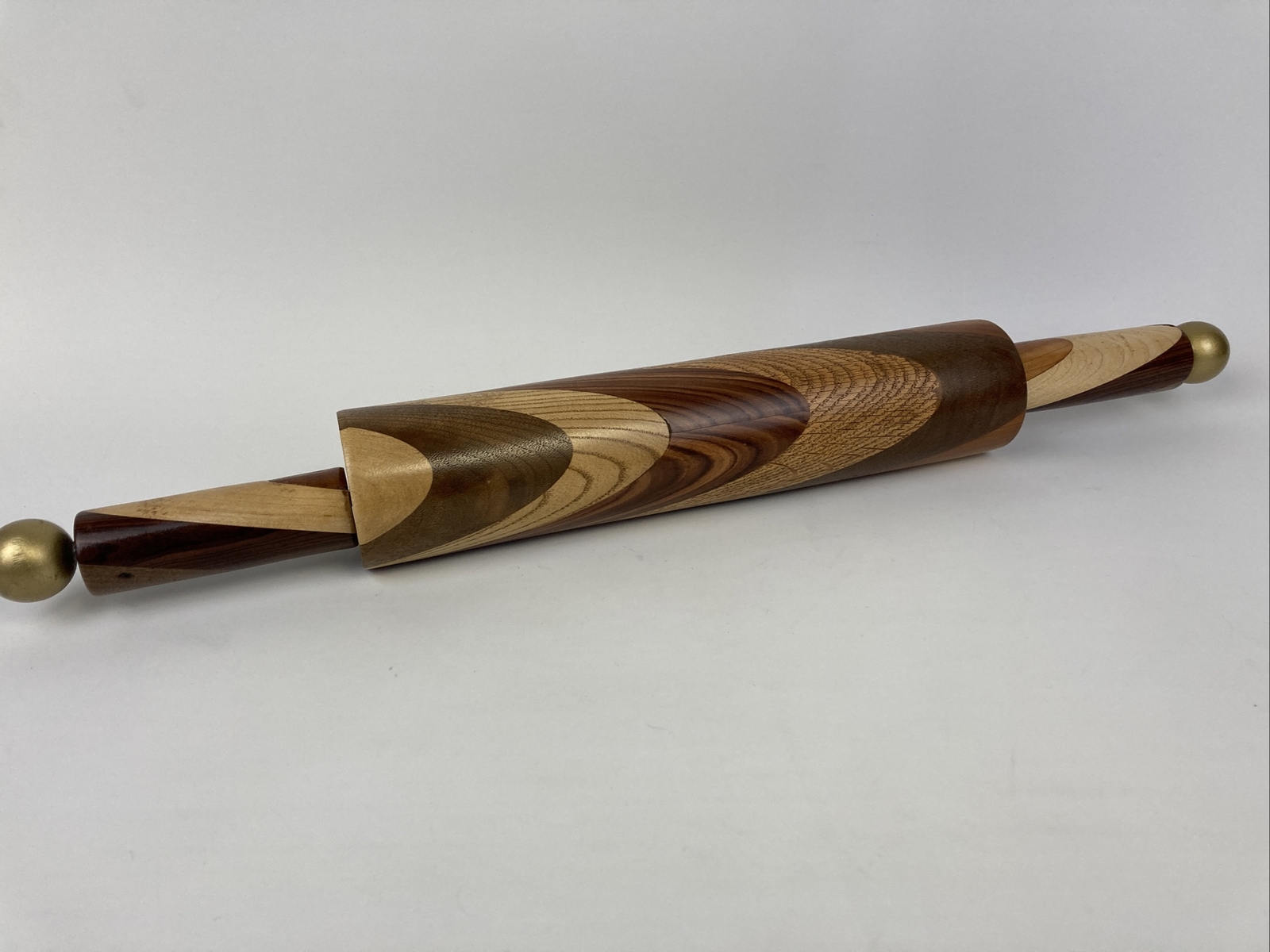 22" Rolling Pin Swirl Pattern Turned Layered Hard Wood Kitchen Decor ...