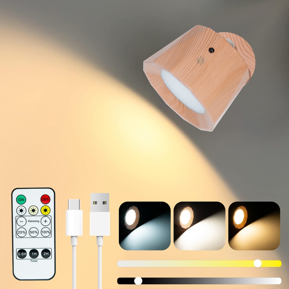 LED Magnetic Wall Lamp USB Rechargeable Indoor Wall Light with Remote ...
