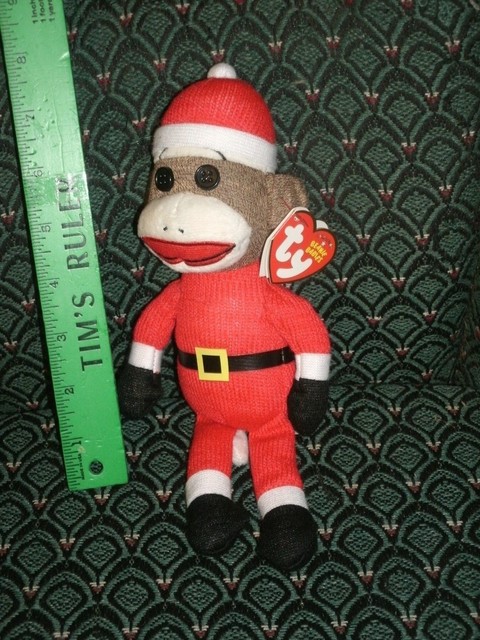Ty Sock Monkey Santa 2013 Christmas 9 Holiday Beanie Baby MWMT for sale ...