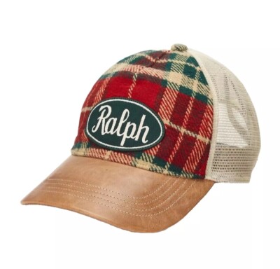 Ralph’s Polo Ralph Lauren Hat/Cap Mens Leather Bill Plaid Trucker Polo ...