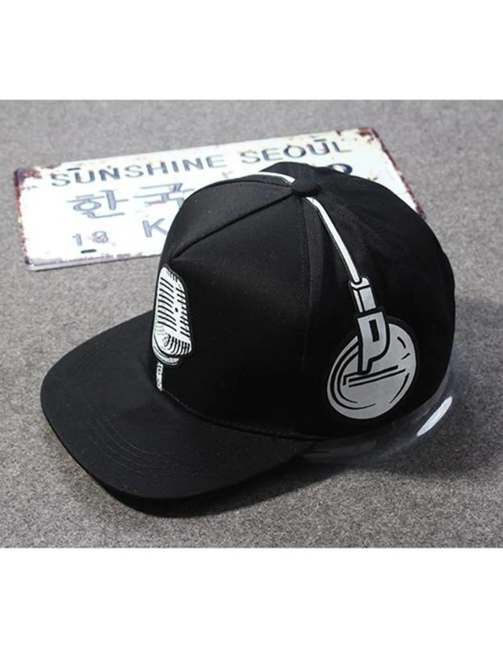 Spinning Record DJ Baseball Cap Headphones and Mike Snapback Love Music ...