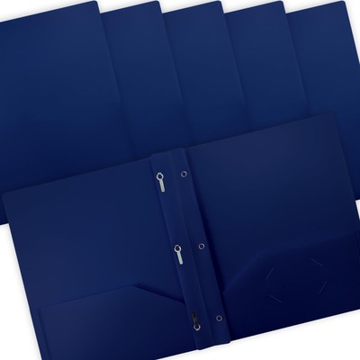 Blue Heavyweight Poly Folders with 3 Prongs 24 Pack Durable 2 Pocket 8 ...