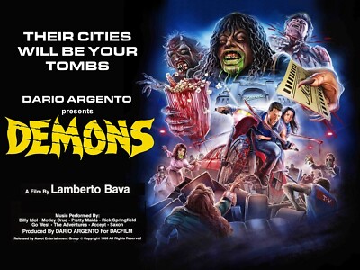 DEMONS 1985 quad poster print 30x40" Lamberto Bava Dario Argento FREE P ...