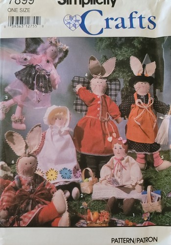 SIMPLICITY CRAFTS #7899 13" TALL EASTER BUNNY DOLL ANGEL & CLOTHING ...