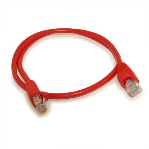 2ft Cat5E Ethernet RJ45 Patch Cable Stranded Snagless Booted RED ...
