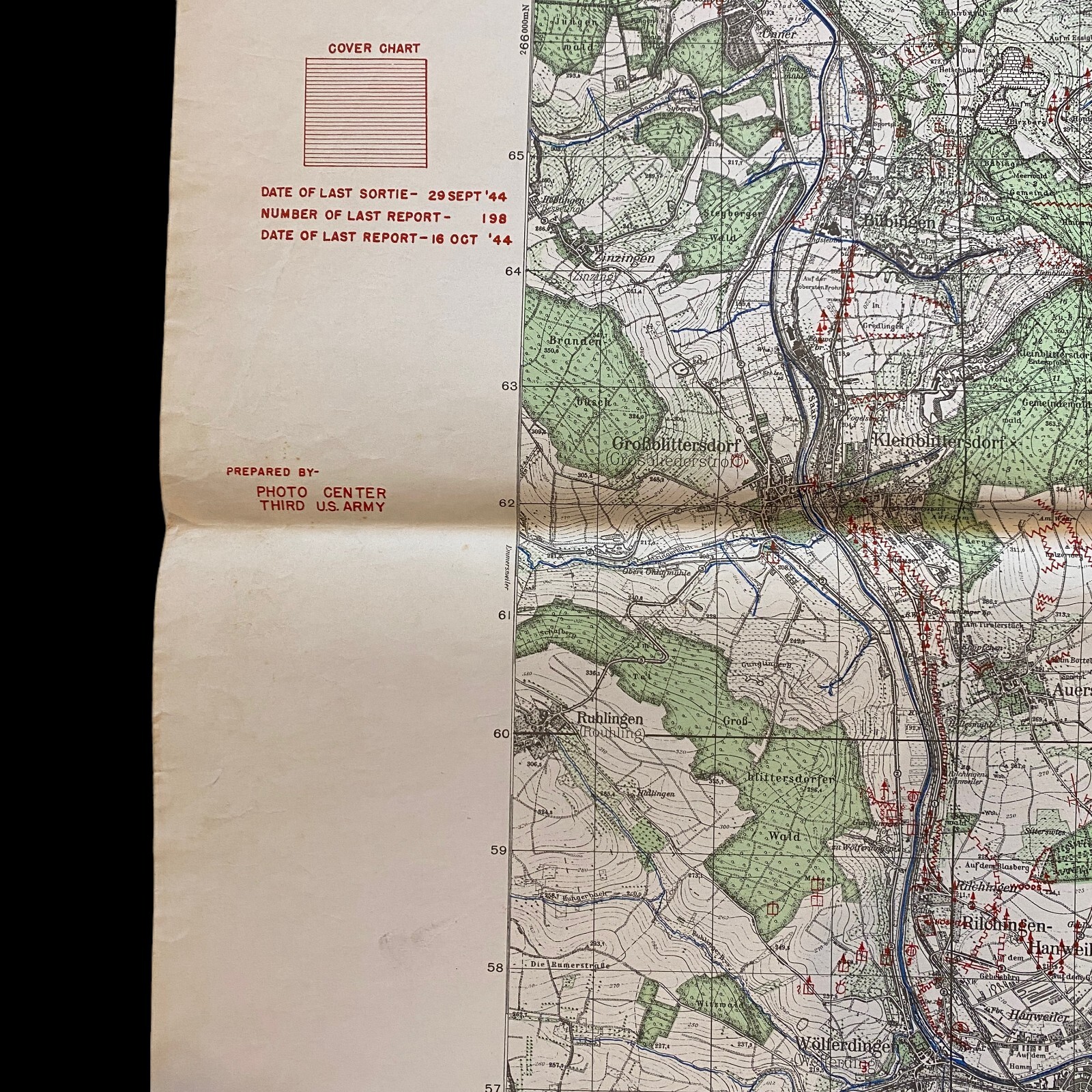 RARE! 1944 WWII George Patton Third Army Siegfried Line SARRE RIVER ...