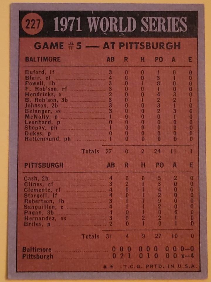 1972 Topps World Series Game 5 VGEX #227 | eBay