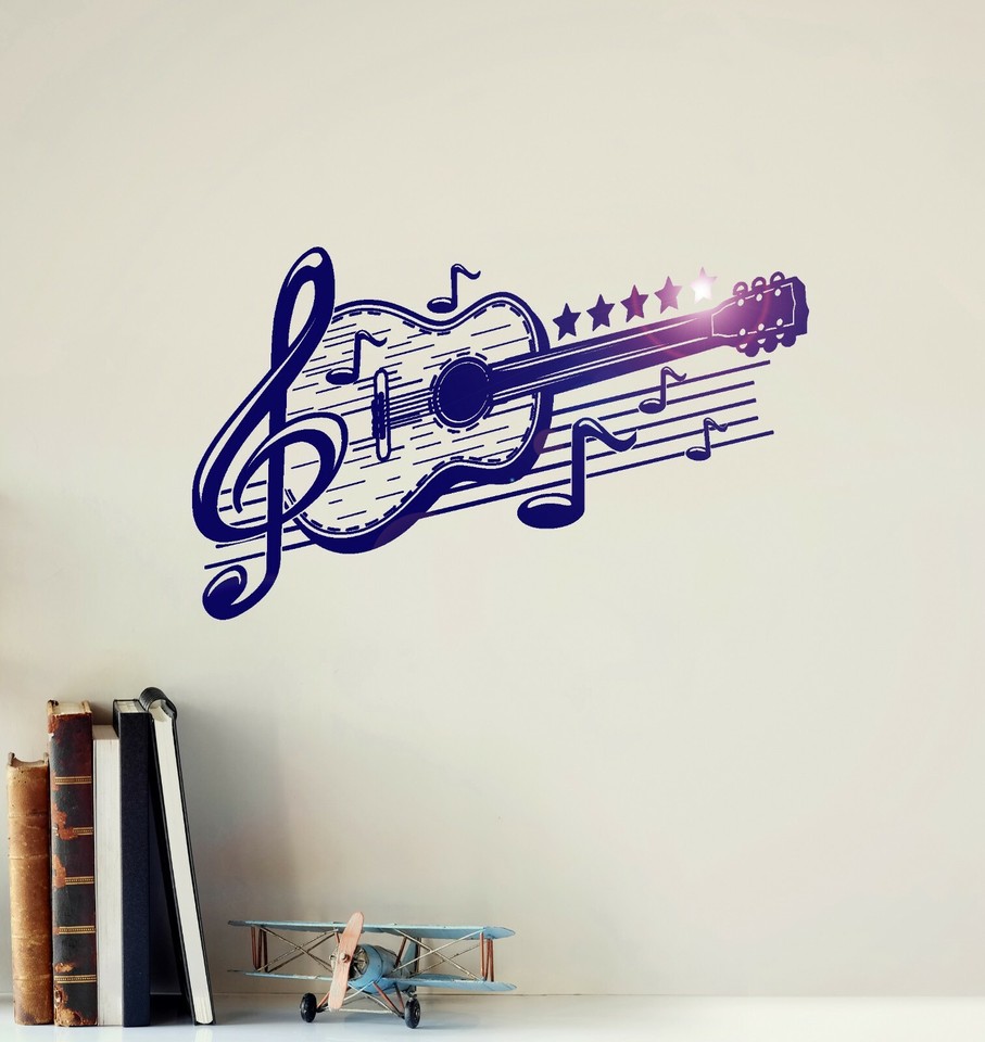 Vinyl Wall Decal Guitar Musical Art Music Decor Stickers Mural (443ig ...
