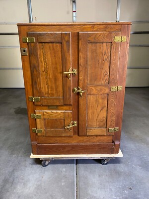 1930’s Solid Oak Cork Brand Ice Box | eBay