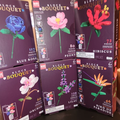 NEW, Block Tech Bouquet Flower Building Block Set lot of 6 complete set ...