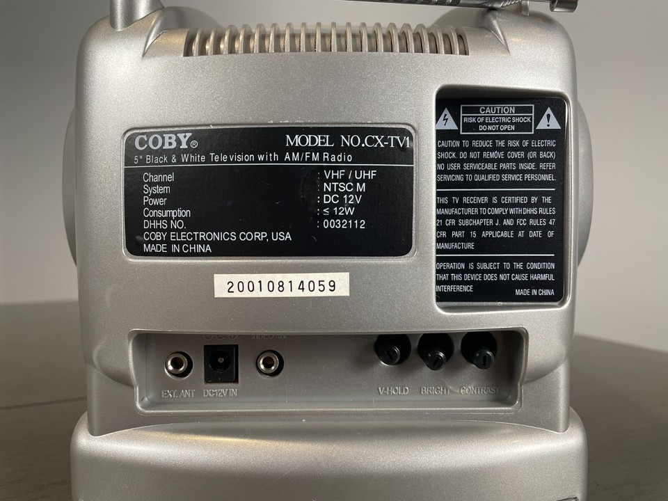 Coby Portable 5" B&W TV with AM/FM Radio - NEVER USED - TV1CBY CX-TV1 ...