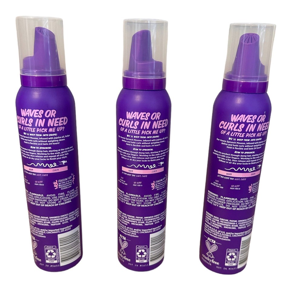 Aussie Sprunch Mousse & Leave In Conditioner 6oz 24 Hour Curl Lock ...