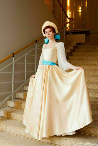 Anastasia Princess Costume Cosplay Cartoon Yellow Gold Dress Russia ...