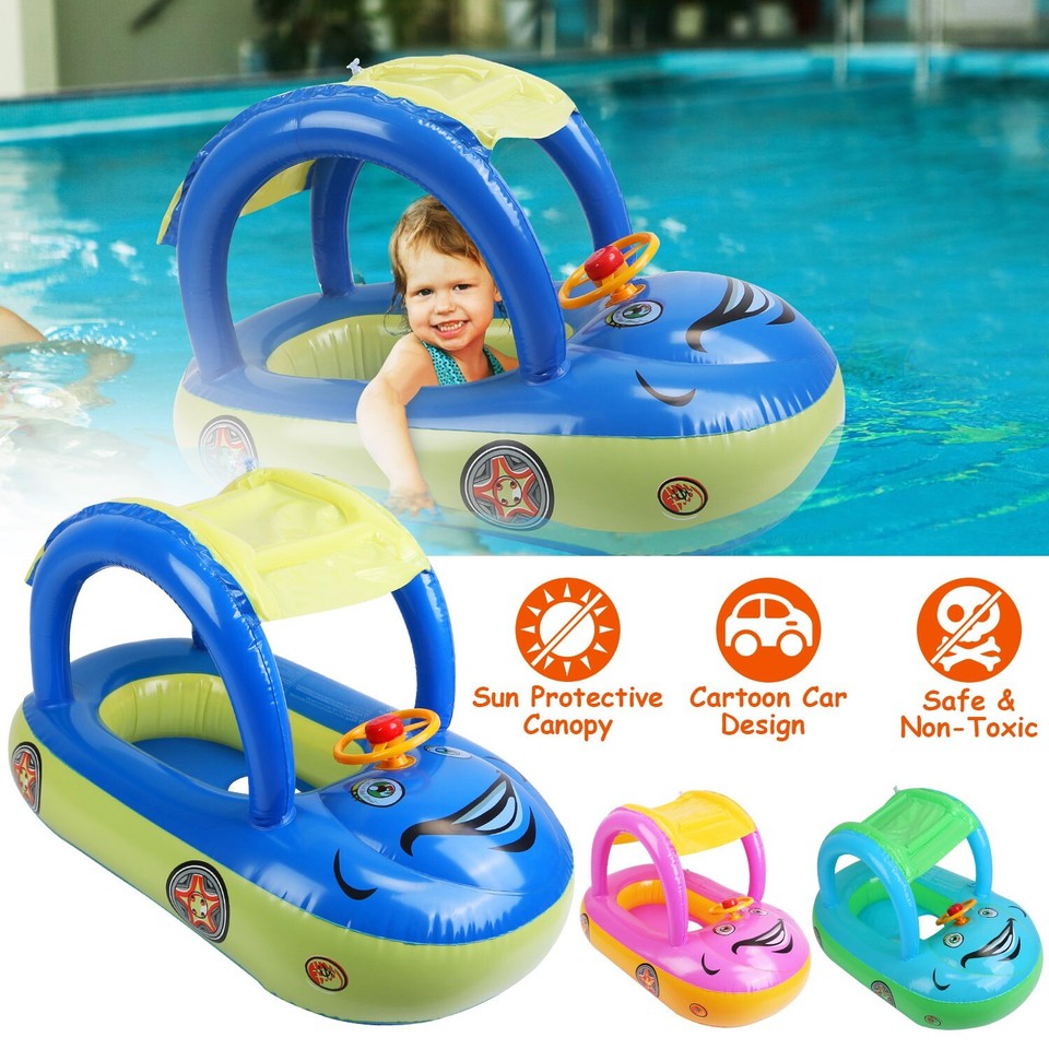 Inflatable Pool Baby Float Car Shaped Toddler Swimming Float Boat Pool ...
