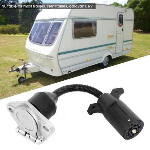 ･7 Flat Blade-7 Round Pin Adapter US Type For Most RV Trailers Semi ...