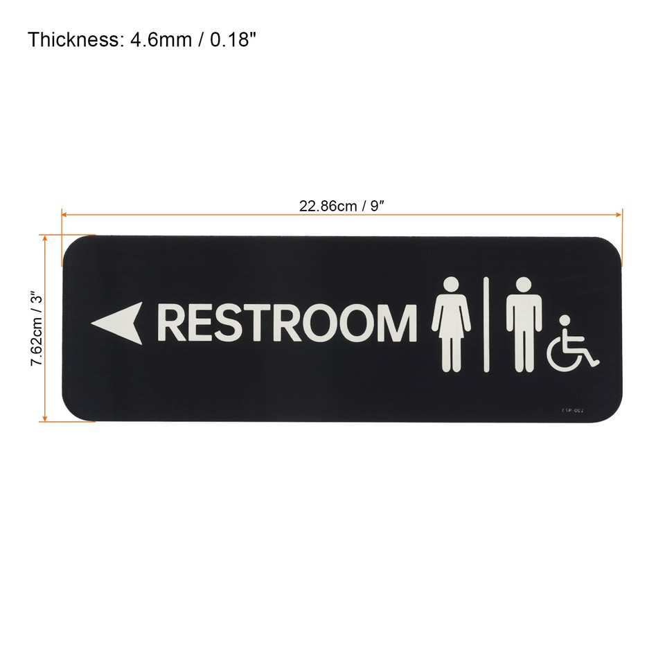 Restroom with Left Arrow Sign 9"x3" Acrylic Self Adhesive Door Sticker ...
