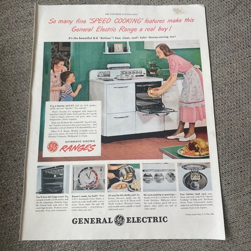 Vintage 1948 General Electric GE Range Oven Stove Print Ad MCM Retro ...