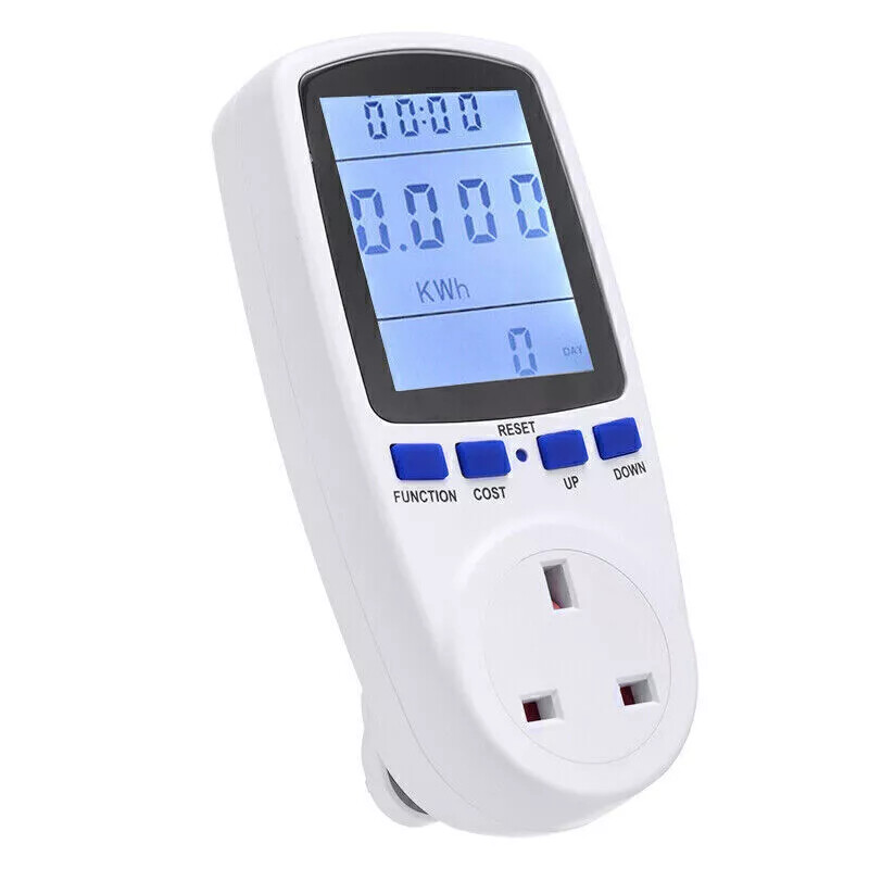 UK Plug-in Electricity Power Consumption Meter Energy Monitor Watt Kwh ...
