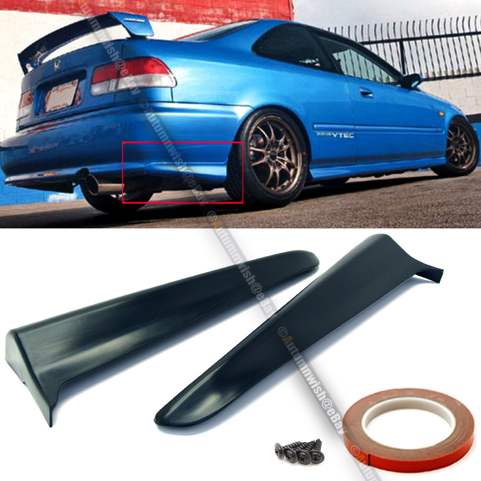 Fit 99 00 2DR EK Civic M Style Rear Bumper Lip Kit Spats Cap Valences ...